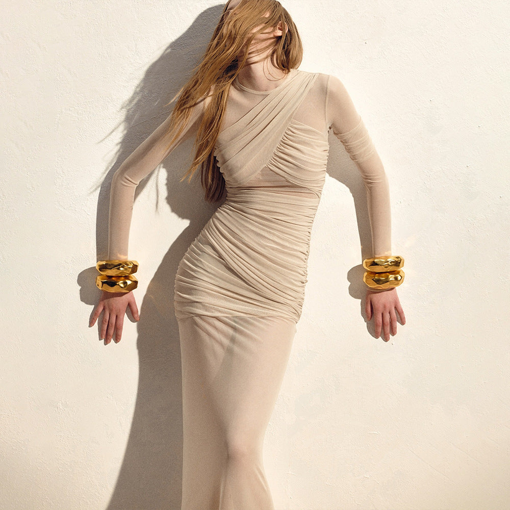 Catherine Summer Mesh Milk Silk Dress – 24th Spoke